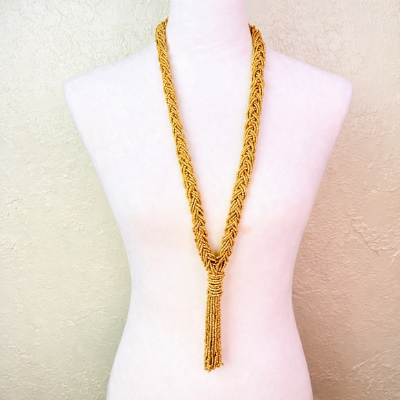 Anna & Ava | Jewelry | Anna Ava Gold Braided Beads Long Tassel Y Chain ...
